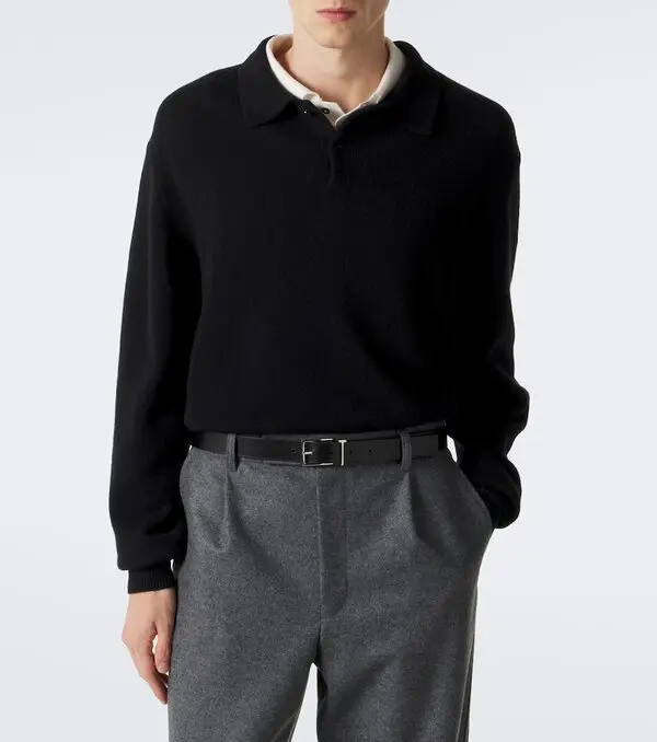LISA YANG Rufus Cashmere Polo Sweater - Black