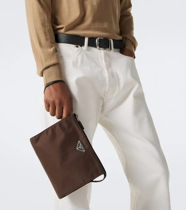 Prada Re-nylon Leather-trimmed Pouch