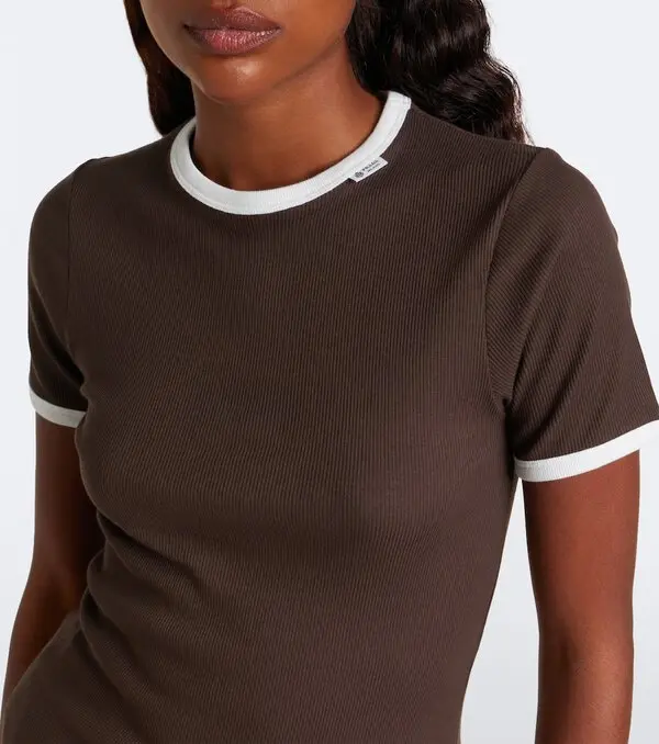 Prada Ribbed-knit Cotton T-shirt