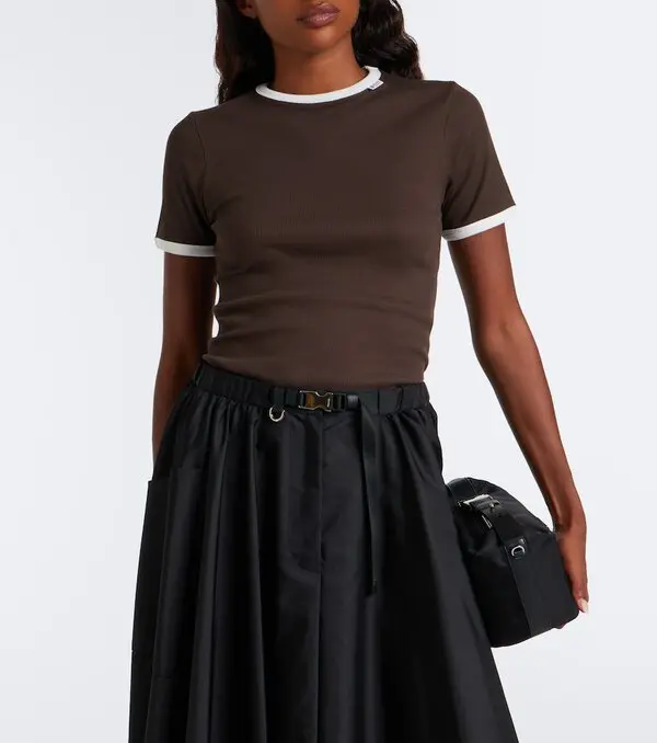 Prada Ribbed-knit Cotton T-shirt