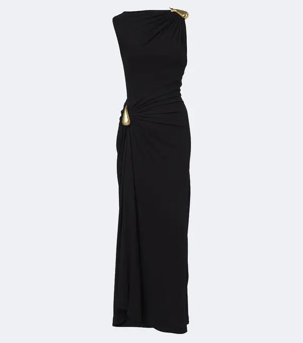 Bottega Veneta Gathered Jersey Maxi Dress - Black