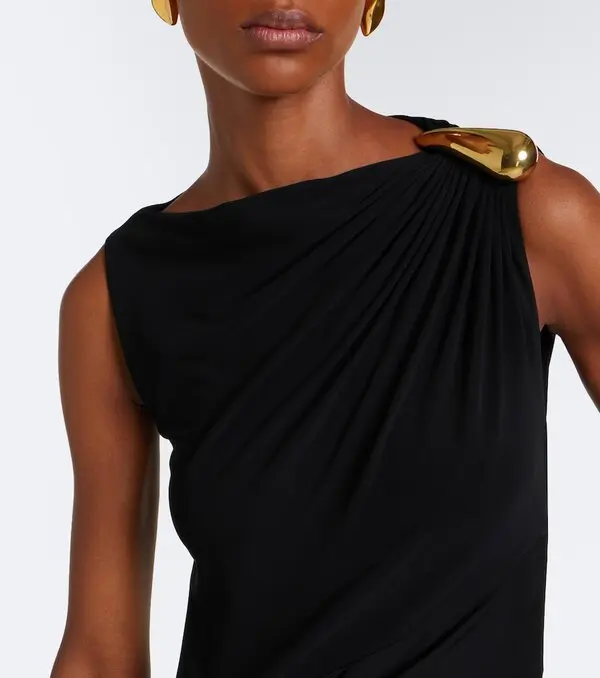 Bottega Veneta Gathered Jersey Maxi Dress - Black