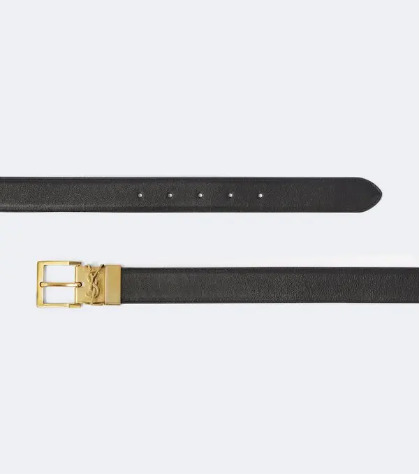 Saint Laurent Cassandre Reversible Leather Belt