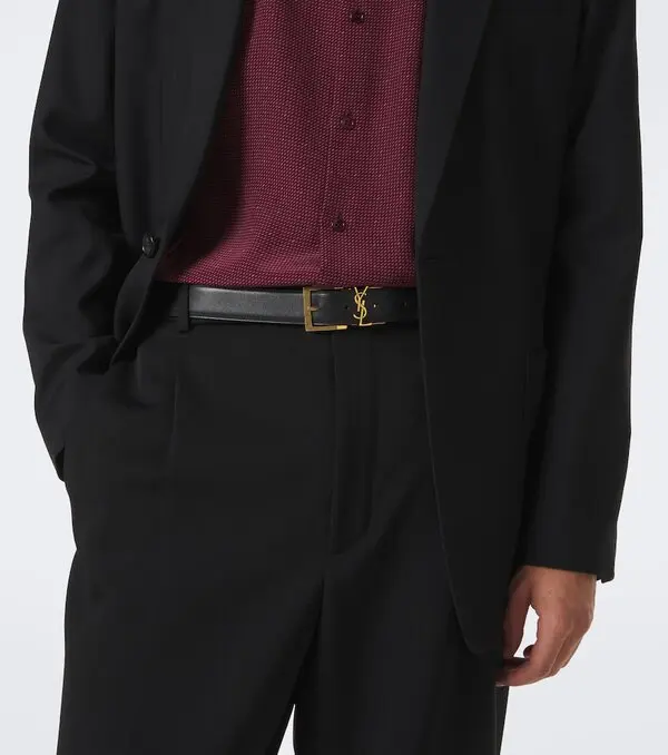 Saint Laurent Cassandre Reversible Leather Belt