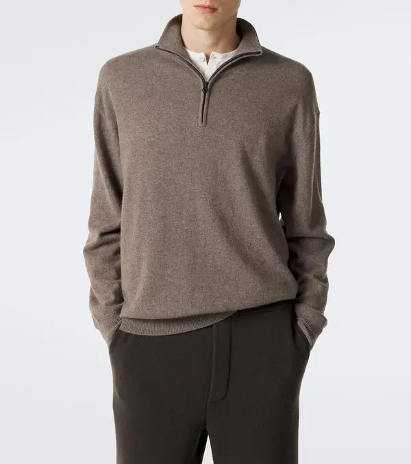 LISA YANG Augustus Cashmere Half-zip Sweater