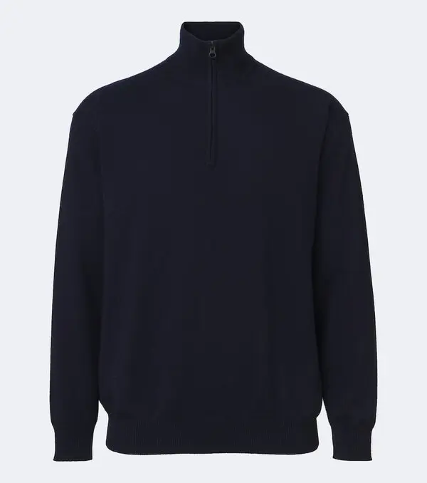LISA YANG Augustus Cashmere Half-zip Sweater In Navy