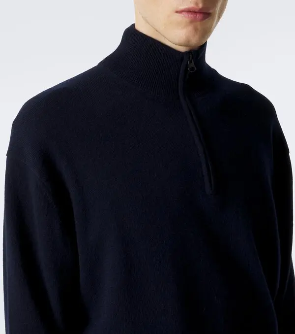 LISA YANG Augustus Cashmere Half-zip Sweater In Navy