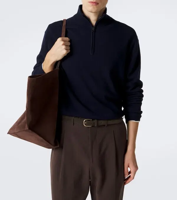 LISA YANG Augustus Cashmere Half-zip Sweater In Navy