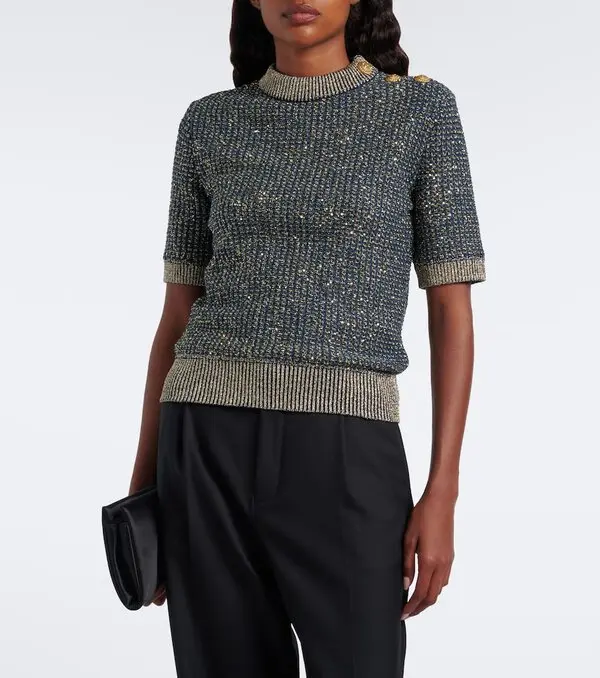 Balmain Sequined Lame Sweater