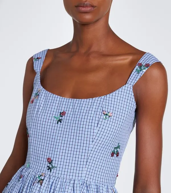 MARKARIAN Nara Sequin Gingham Cotton Midi Dress
