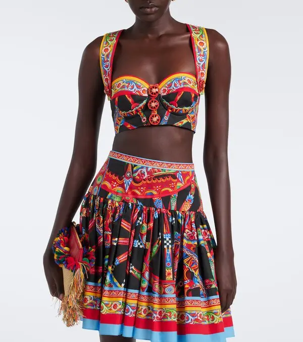 Dolce & Gabbana Carretto Cotton Poplin Crop Top