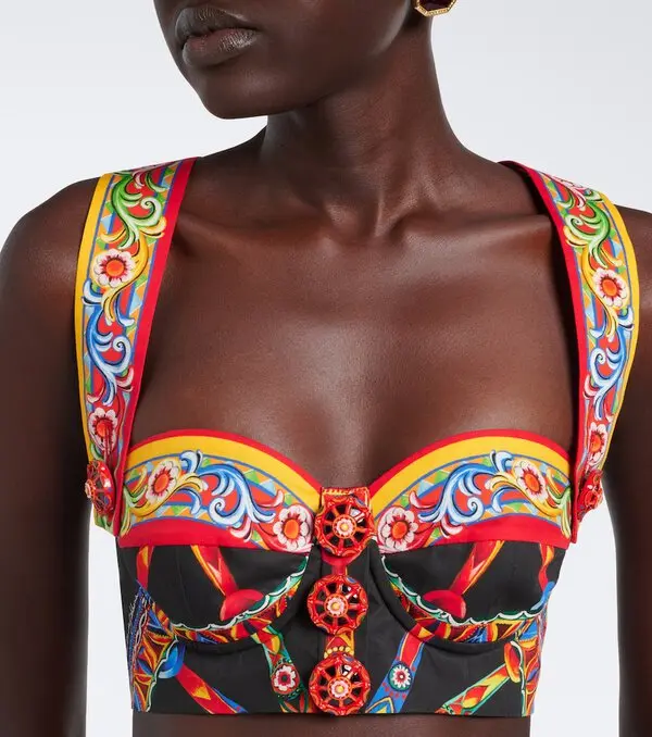 Dolce & Gabbana Carretto Cotton Poplin Crop Top