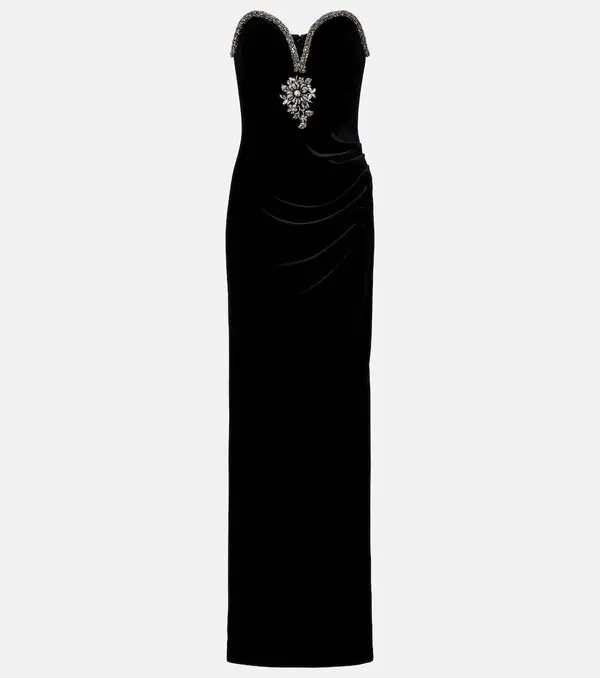 SELF-PORTRAIT Embellished Velvet Gown