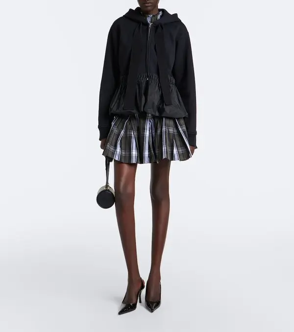 PATOU Peplum Cotton Zip-up Hoodie With Drawstring Hood