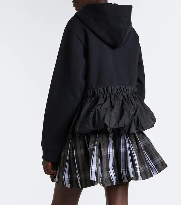 PATOU Peplum Cotton Zip-up Hoodie With Drawstring Hood