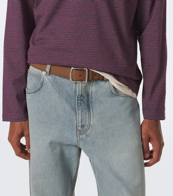 Miu Miu Striped Cotton Jersey Henley Shirt