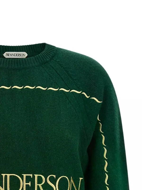 JW Anderson Logo And Wave Pattern Embroidered Wool Sweater