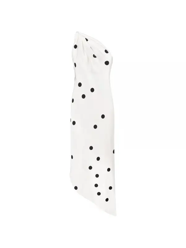 Anna October Polka Dot One-shoulder Midi Dress