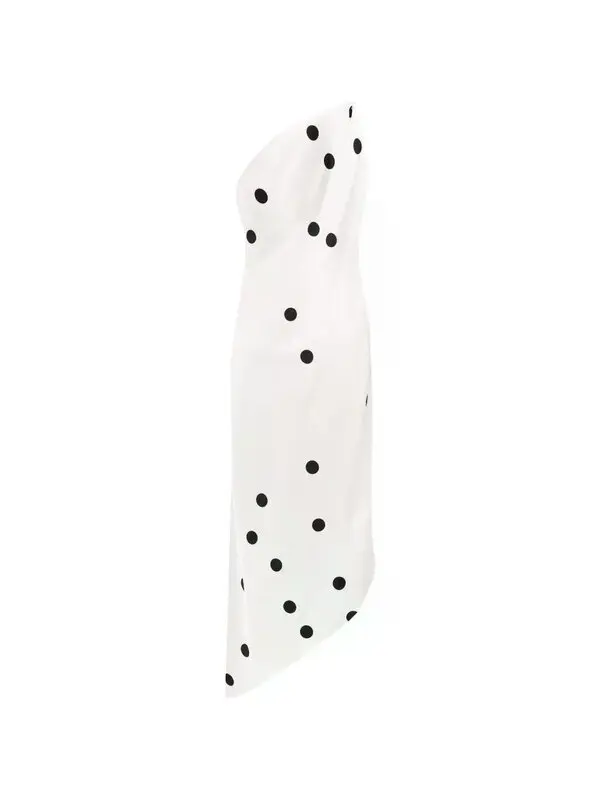 Anna October Polka Dot One-shoulder Midi Dress