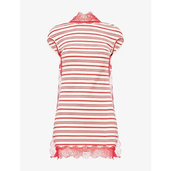 Christopher Esber Stripe Lace-trim Mini Dress - Flame