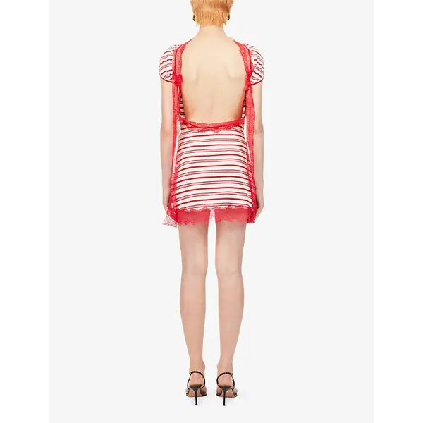 Christopher Esber Stripe Lace-trim Mini Dress