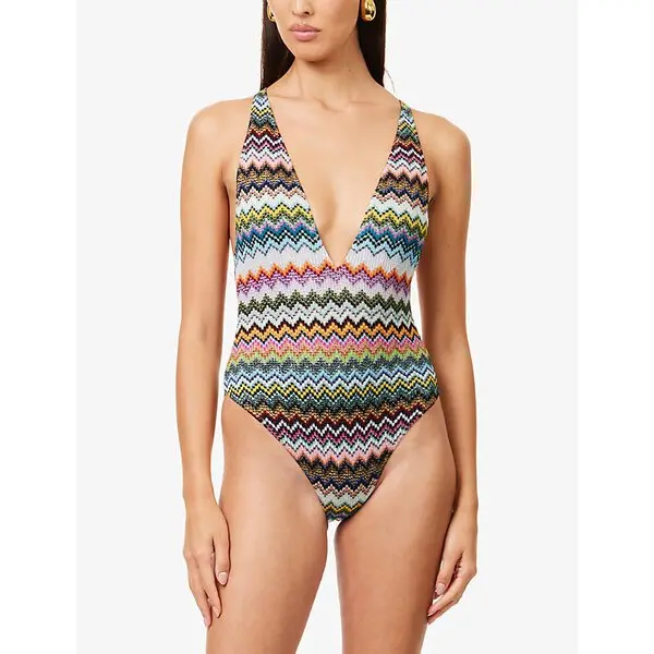 Missoni Chevron Plunge Knit Swimsuit