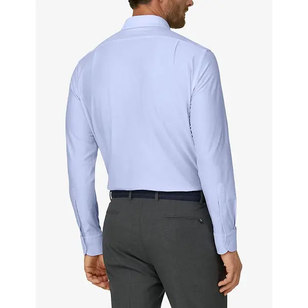 Boggi Milano Striped Regular-fit Cotton-jersey Shirt - Light Blue