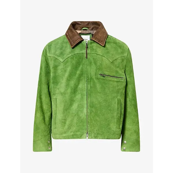 FOUND Western Barn Leather Jacket - Mossy Green