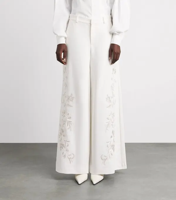 Cinq À Sept Roxane Embroidered Wide Leg Trousers