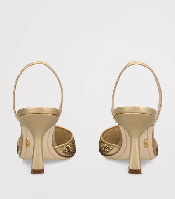 Rodo Rhinestone-embellished Assia Slingback Heels 75