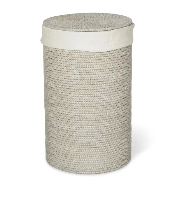 DECOR WALTHER Small Rattan Laundry Basket - Brown