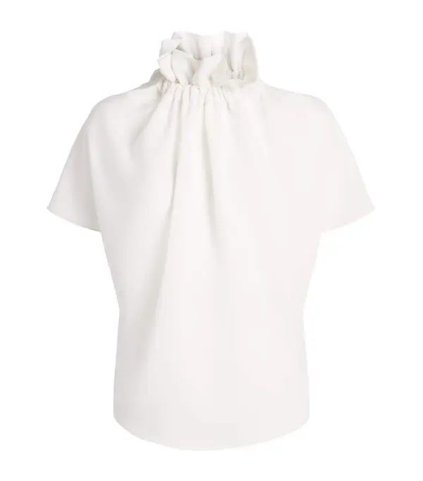EDELINE LEE Ruff Blouse With Elasticated Neckline - Ivory