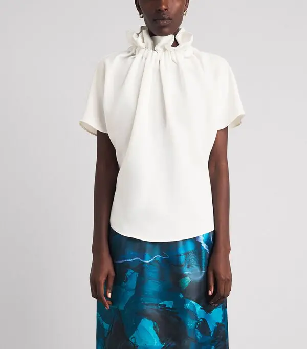 EDELINE LEE Ruff Blouse With Elasticated Neckline - Ivory
