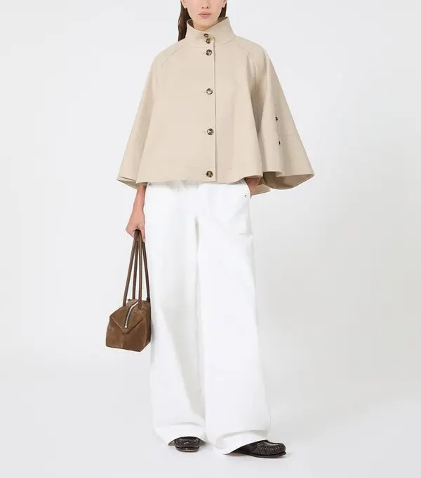 Max Mara Cropped Cotton Jacket With Funnel Neck