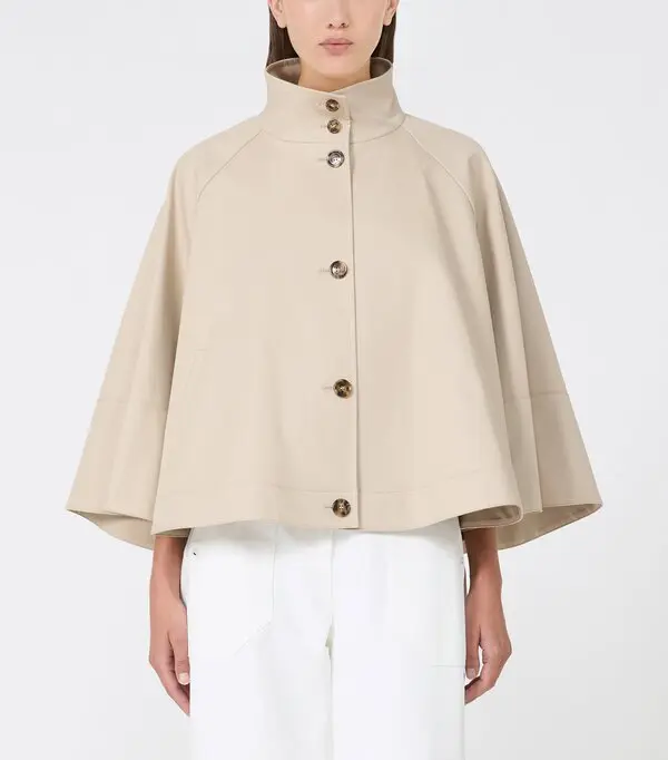 Max Mara Cropped Cotton Jacket With Funnel Neck