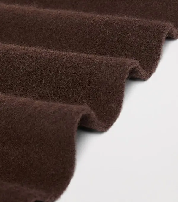 Max Mara Wool Fringed Logo Scarf