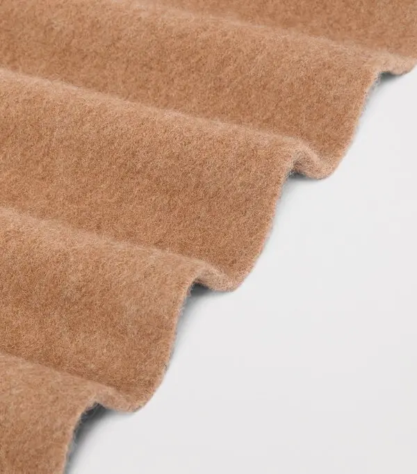 Max Mara Wool Fringed Logo Scarf