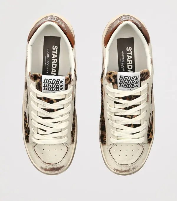 GOLDEN GOOSE Stardan Distressed Leopard Print Sneakers - Beige