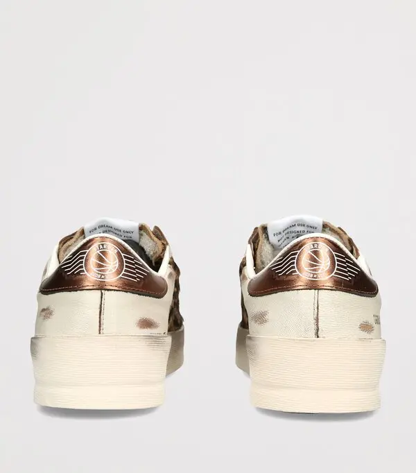 GOLDEN GOOSE Stardan Distressed Leopard Print Sneakers - Beige