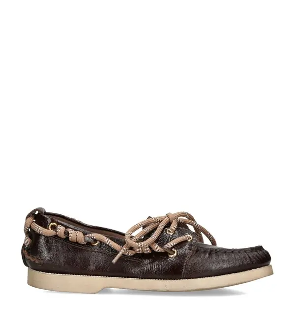 GOLDEN GOOSE Leather Boat Shoes - Brown