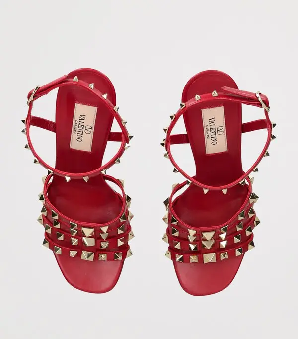 Valentino Garavani Rockstud Leather Stiletto Heeled Sandals - Red