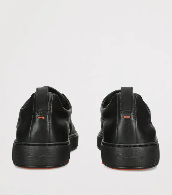 Santoni Leather Slip-on Sneakers - Black
