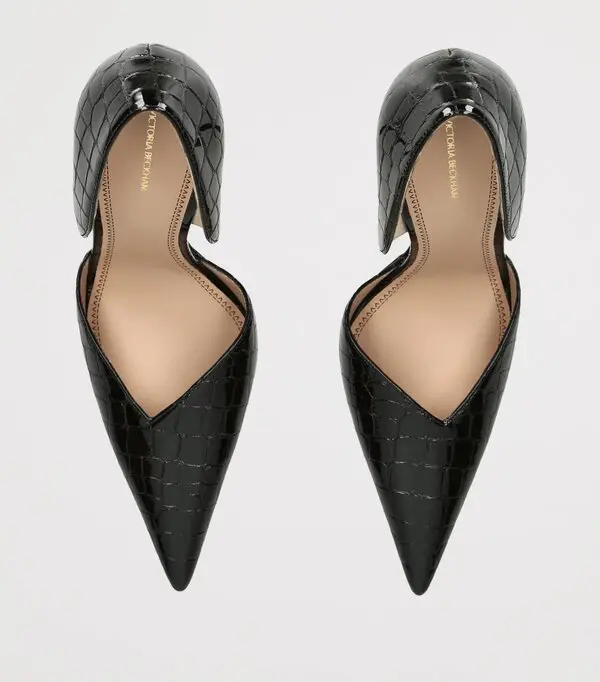 Victoria Beckham Patent Leather Croc Effect D'orsay Stiletto Pumps