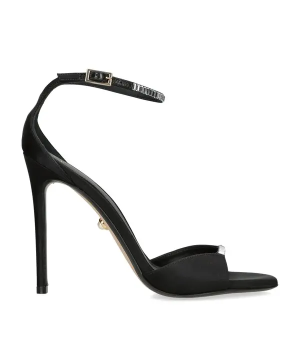 ALEVI MILANO Ninel Crystal Embellished Satin High Heel Sandals - Black
