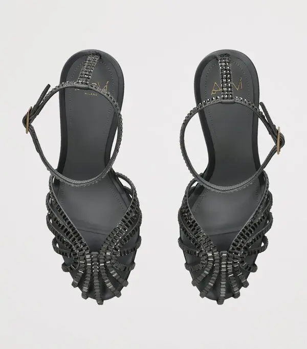 ALEVI MILANO Satin Penelope Xtal Heeled Sandals 95 - Grey