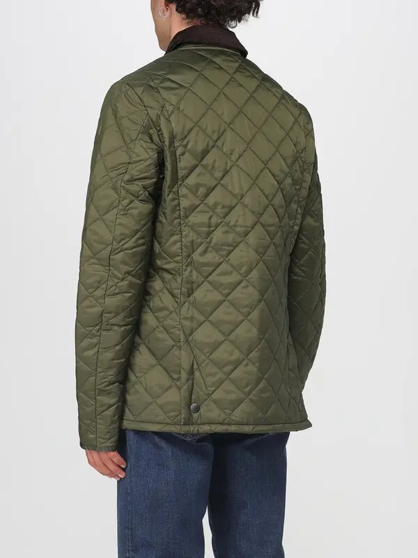 Barbour Quilted Jacket With Corduroy Collar - Olive
