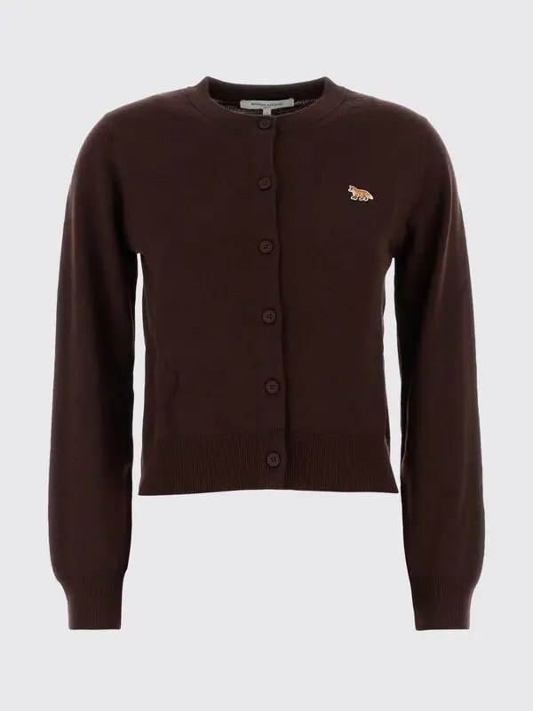 Maison Kitsuné Embroidered Logo Crewneck Cardigan - Brown