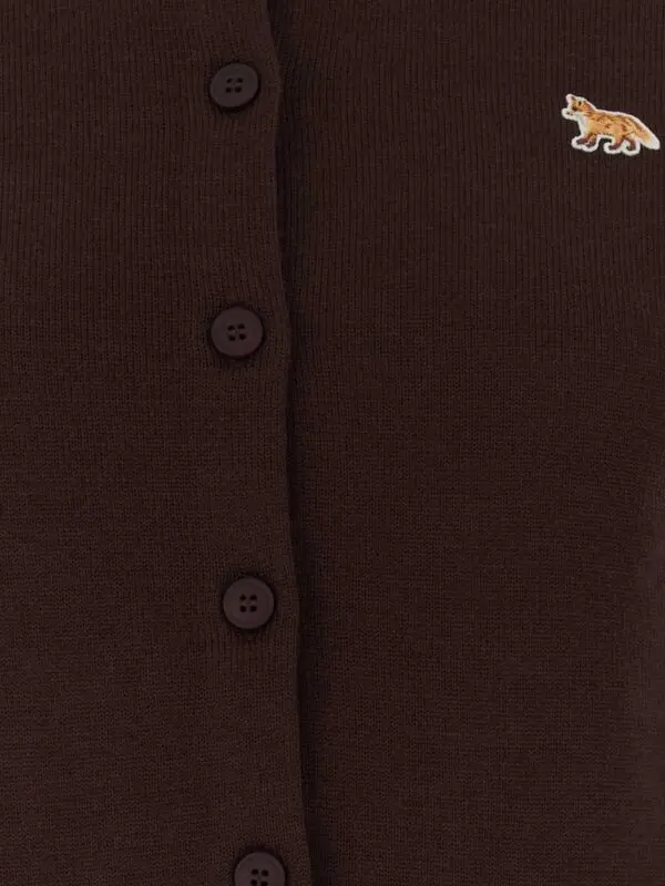 Maison Kitsuné Embroidered Logo Crewneck Cardigan - Brown