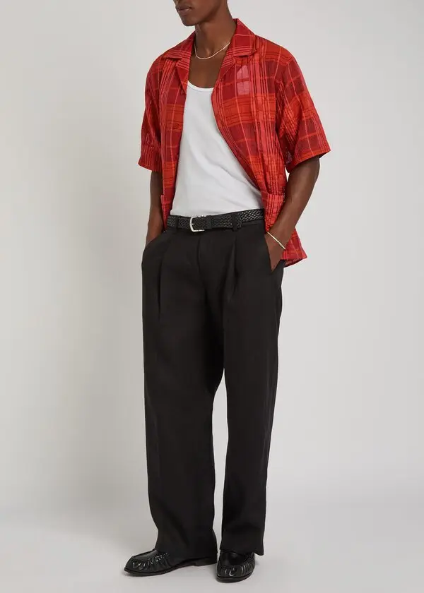 Nn07 Ben Checked-jacquard Woven Shirt