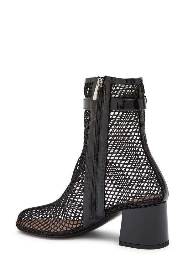 Alaïa Fishnet 55 Patent Leather Ankle Boots
